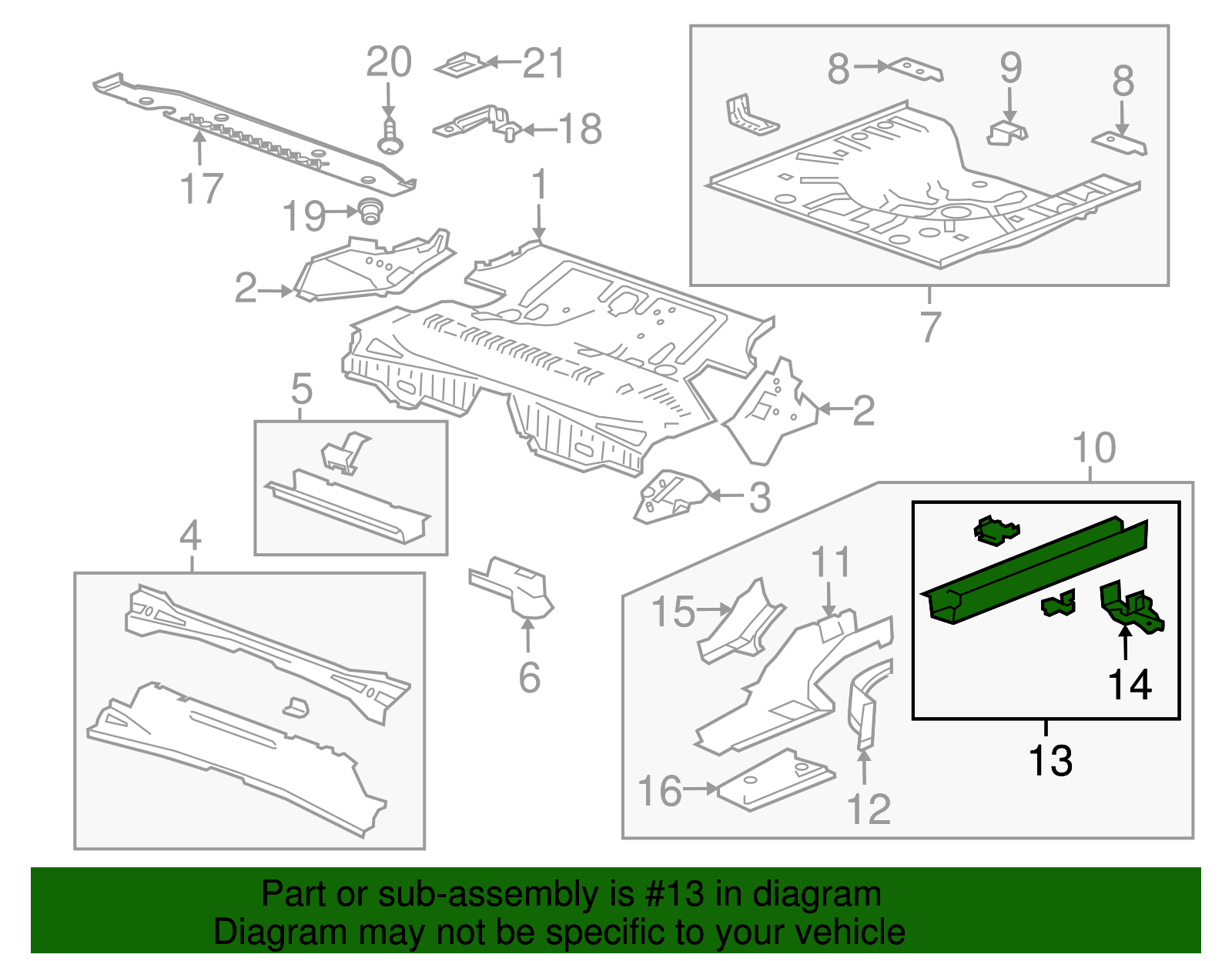 2011-2017 GM Driver Side Underbody Rear Side Rail 22850712 | Shop ...
