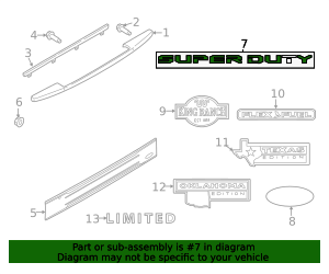 2017-2022 Ford Tailgate Badge - Superduty Lettering - Chrome VHC3Z ...