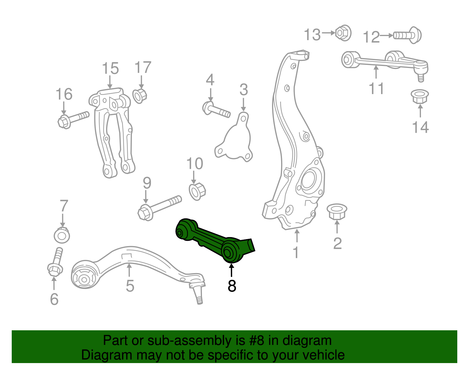 2016-2020 Cadillac CT6 Front Passenger Side Rear Lower Control Link ...