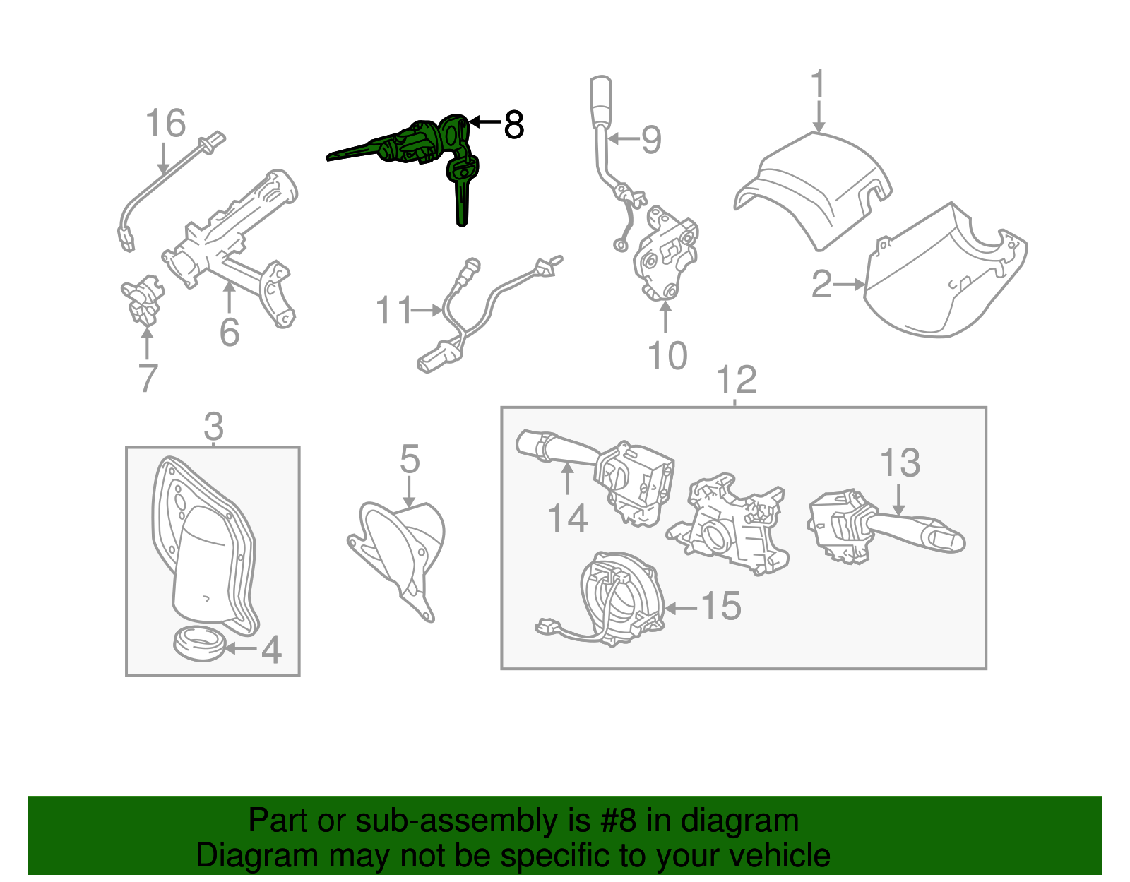 Genuine Toyota Ignition Lock Cylinder part# 69057-34030 for 2000-2006 ...
