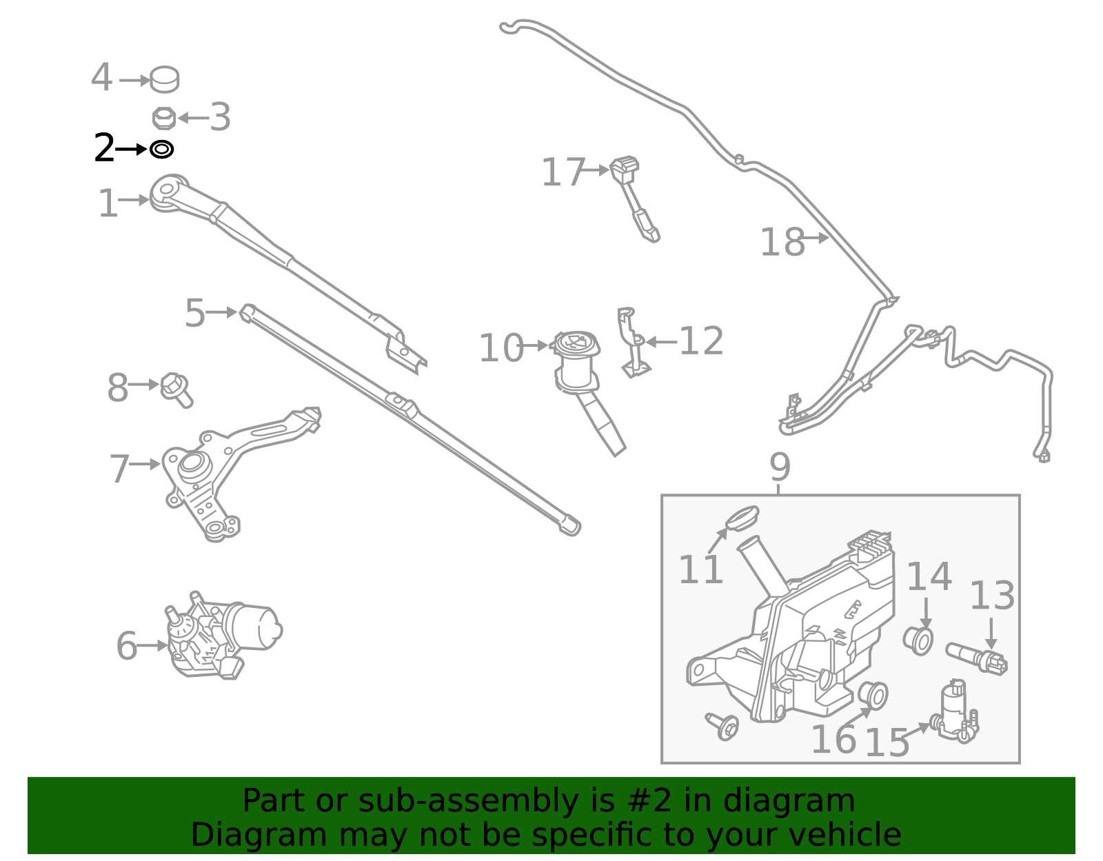 2016-2018 Ford Focus Wiper Arm Washer -W701313-S437M | TascaParts.com
