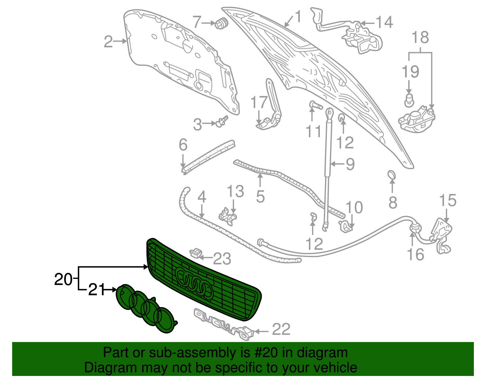 8D0-853-651-R-3FZ - Grille Assembly 2000-2002 Audi | Audi OEM Parts