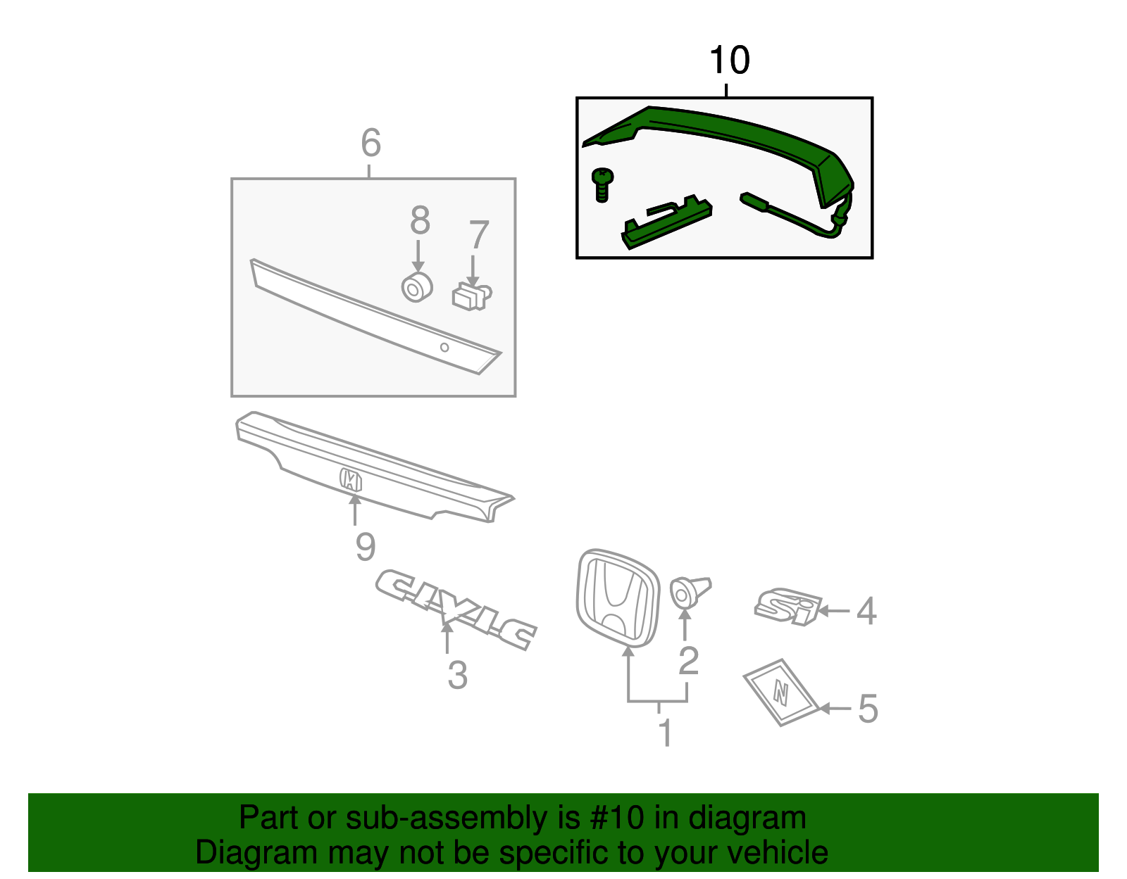 08F13-SNA-180 - 2006-2011 Honda Civic - Spoiler Rear Wing | Genuine ...