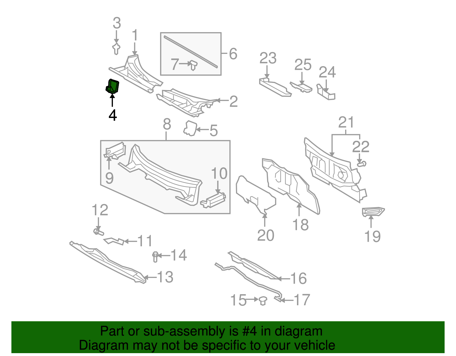 2008-2015 Scion xB | Cowl Grille Seal | 55734-12190 | Tom Wood Toyota Parts