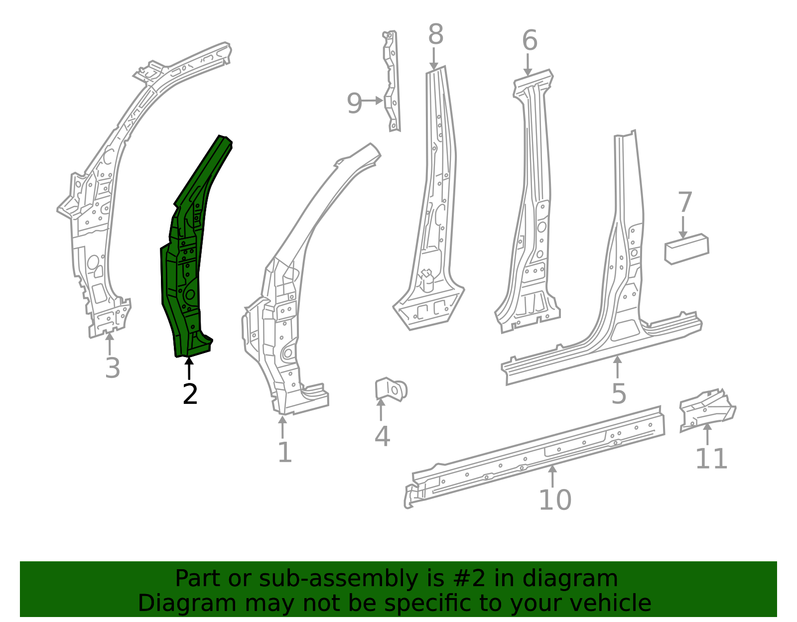 61108-60080 - Pillar Reinforced 2008-2021 Toyota Land Cruiser | Norm ...
