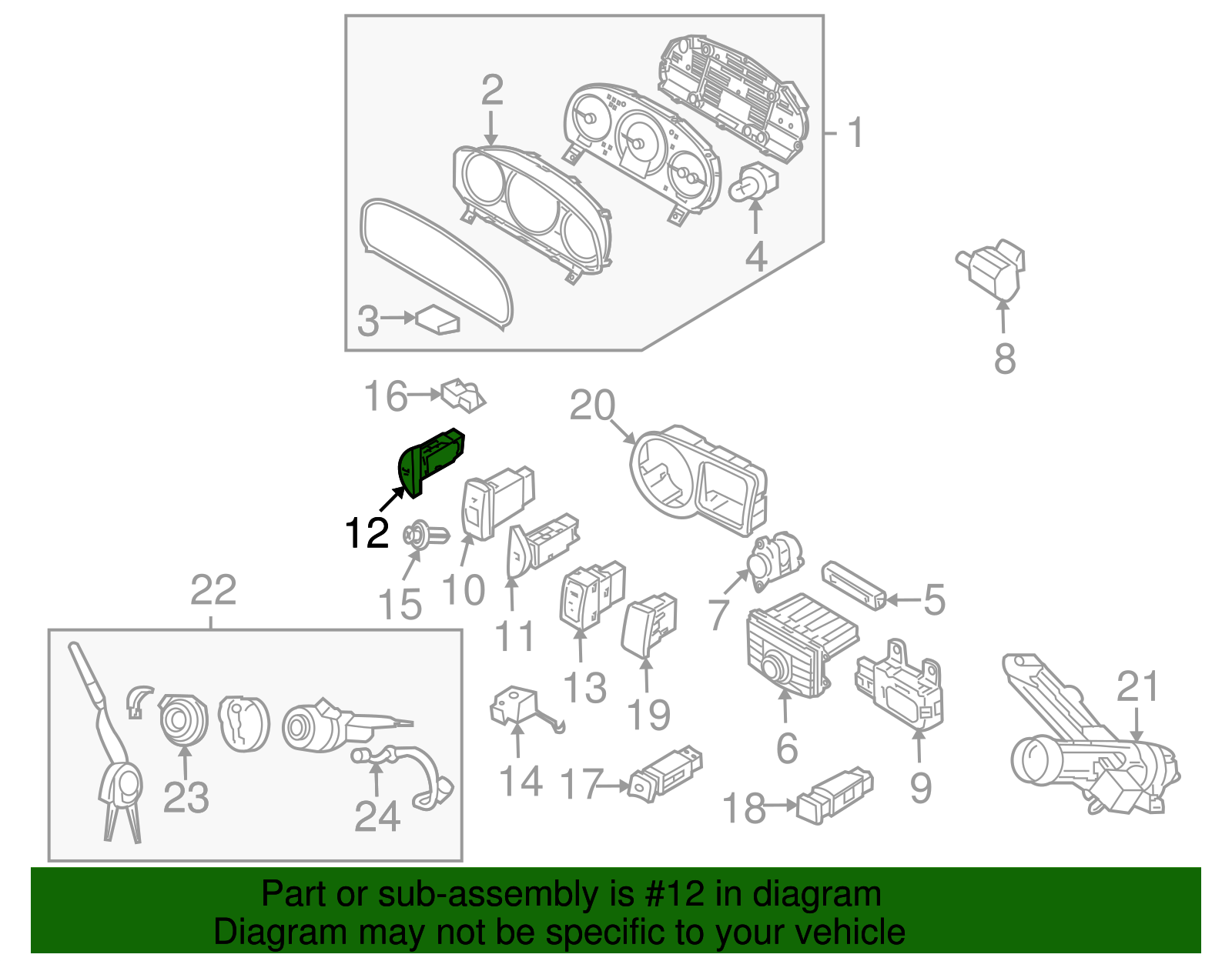 Hyundai - 93730-3J000-6T - Fog Lamp Switch - 2007-2012 Hyundai Veracruz ...