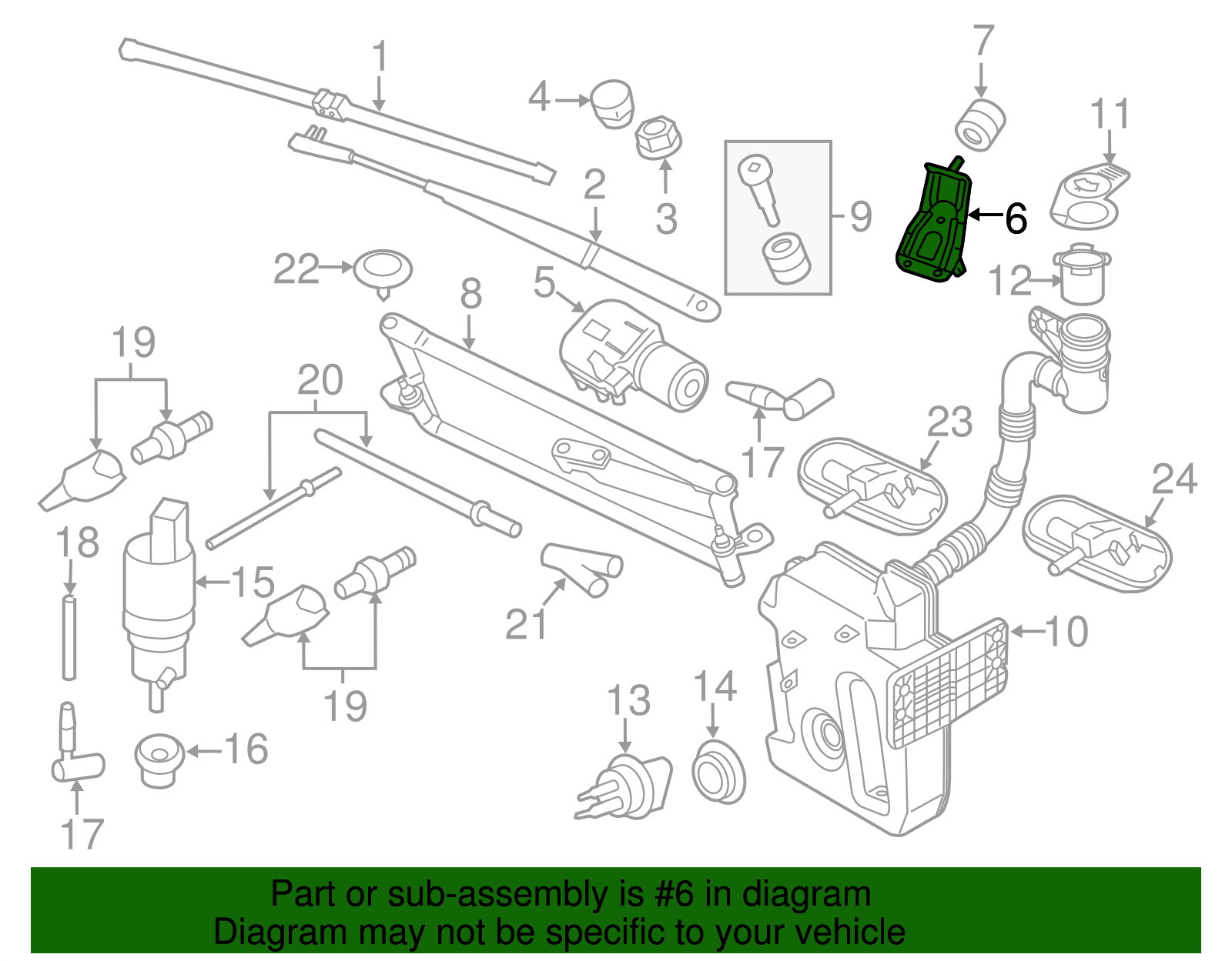 1K1-955-633-A - Wiper Motor Bracket 2006-2014 Volkswagen | Volkswagen ...