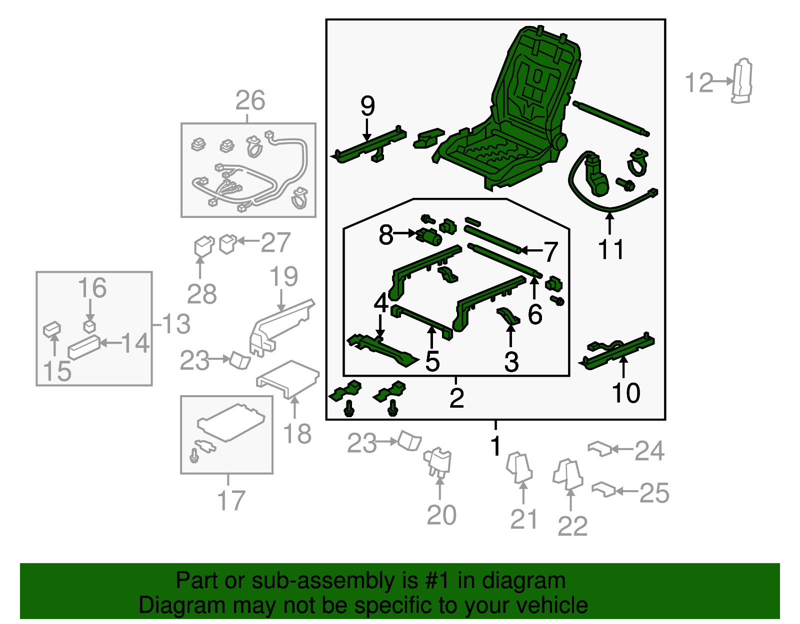 81126-SZA-A43 - 2015 Honda Pilot - Frame R Front Seat | Honda Car Parts ...