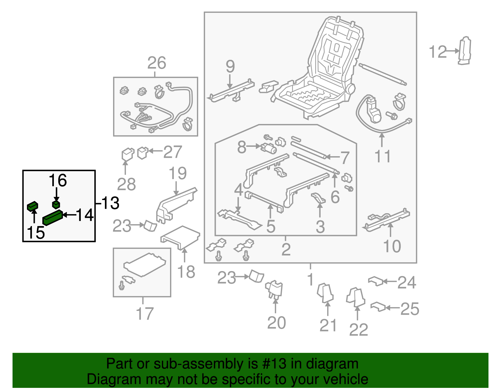 81250-SZA-A41ZB - 2009-2015 Honda Pilot - Switch Assembly R Power Seat ...
