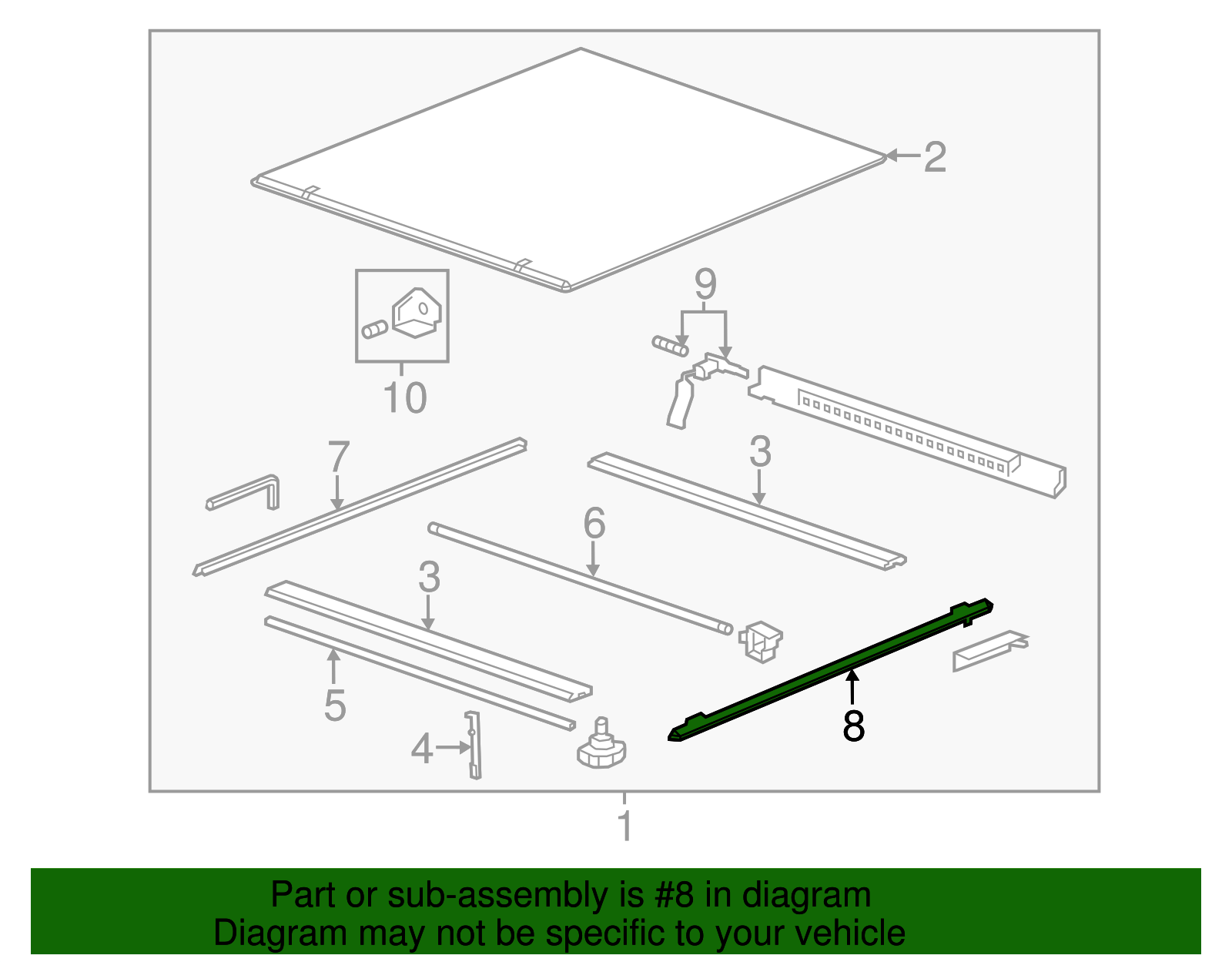 2010-2013 GM Driver Side Tonneau Cover Side Rail with Latch 22890218 ...