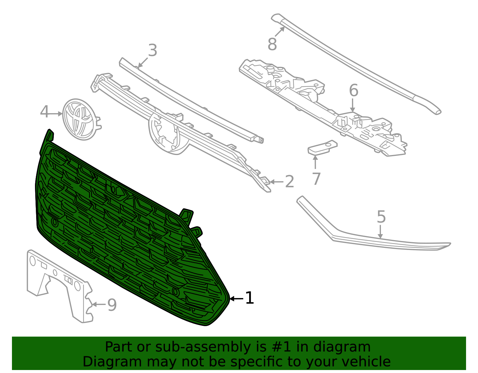 2024-2025 Toyota Grand Highlander Grille Assembly 53112-0E360 ...