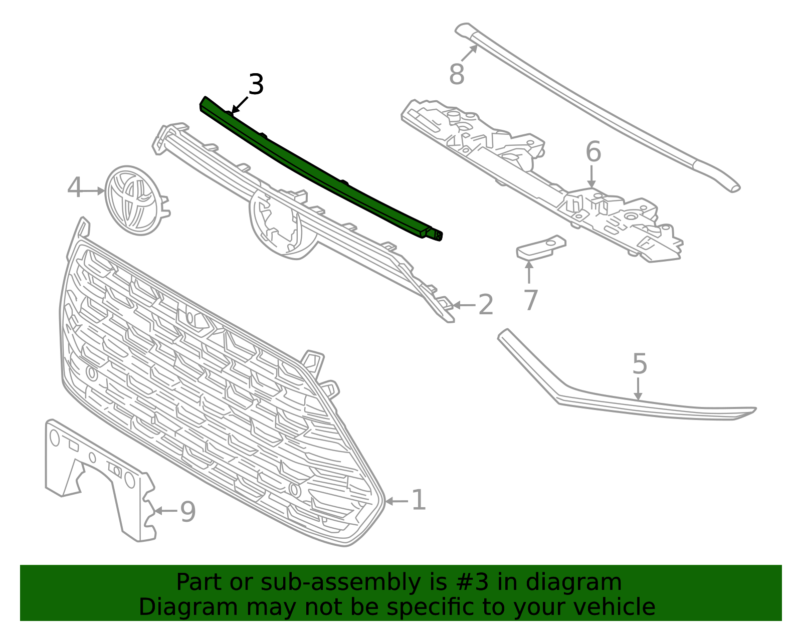 53121-0E320 - Upper Molding - 2024-2025 Toyota Grand Highlander | OEM ...