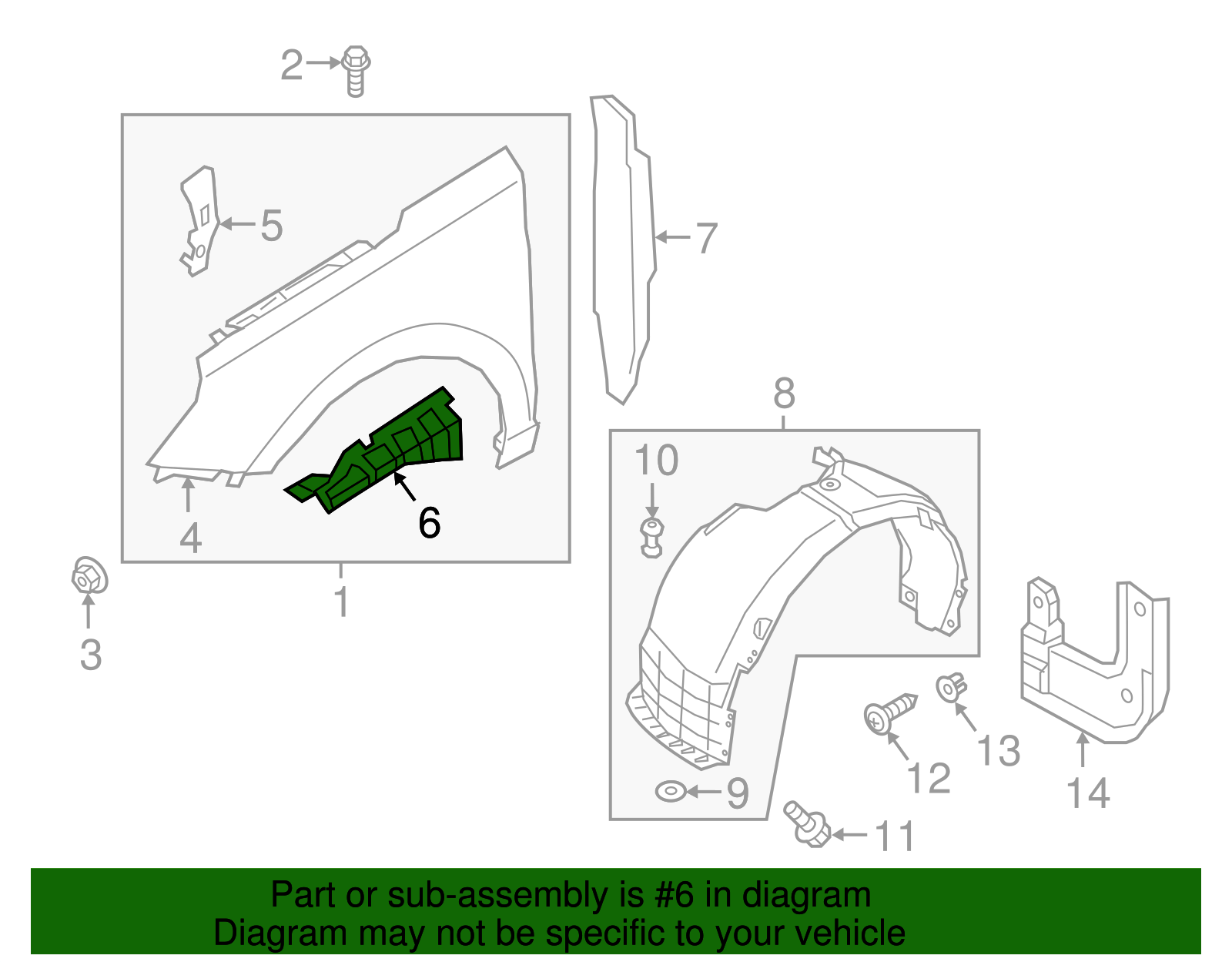 Hyundai - 66325-G3000 - Fender Reinforcement Bar - 2018-2020 Hyundai Elantra GT | OEM Hyundai ...