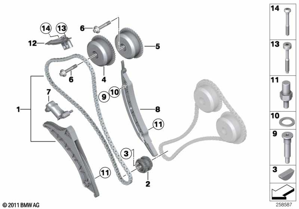 11318658027 - BMW Timing Chain With Tensioner Rail Performance Auto Parts