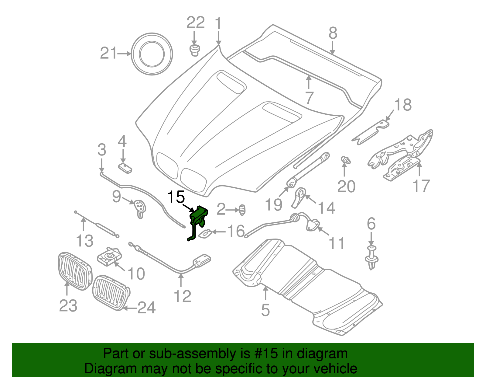 51238402552 - 2000-2006 BMW X5 Safety Catch (51-23-8-402-552) | BMW of ...