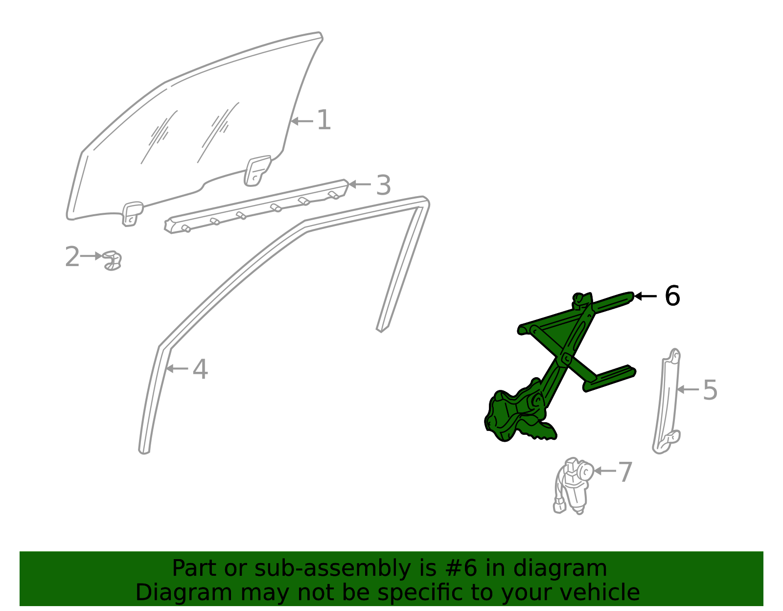 1998-2007 Toyota Land Cruiser Window Regulator 69802-60070 | MotorMotor