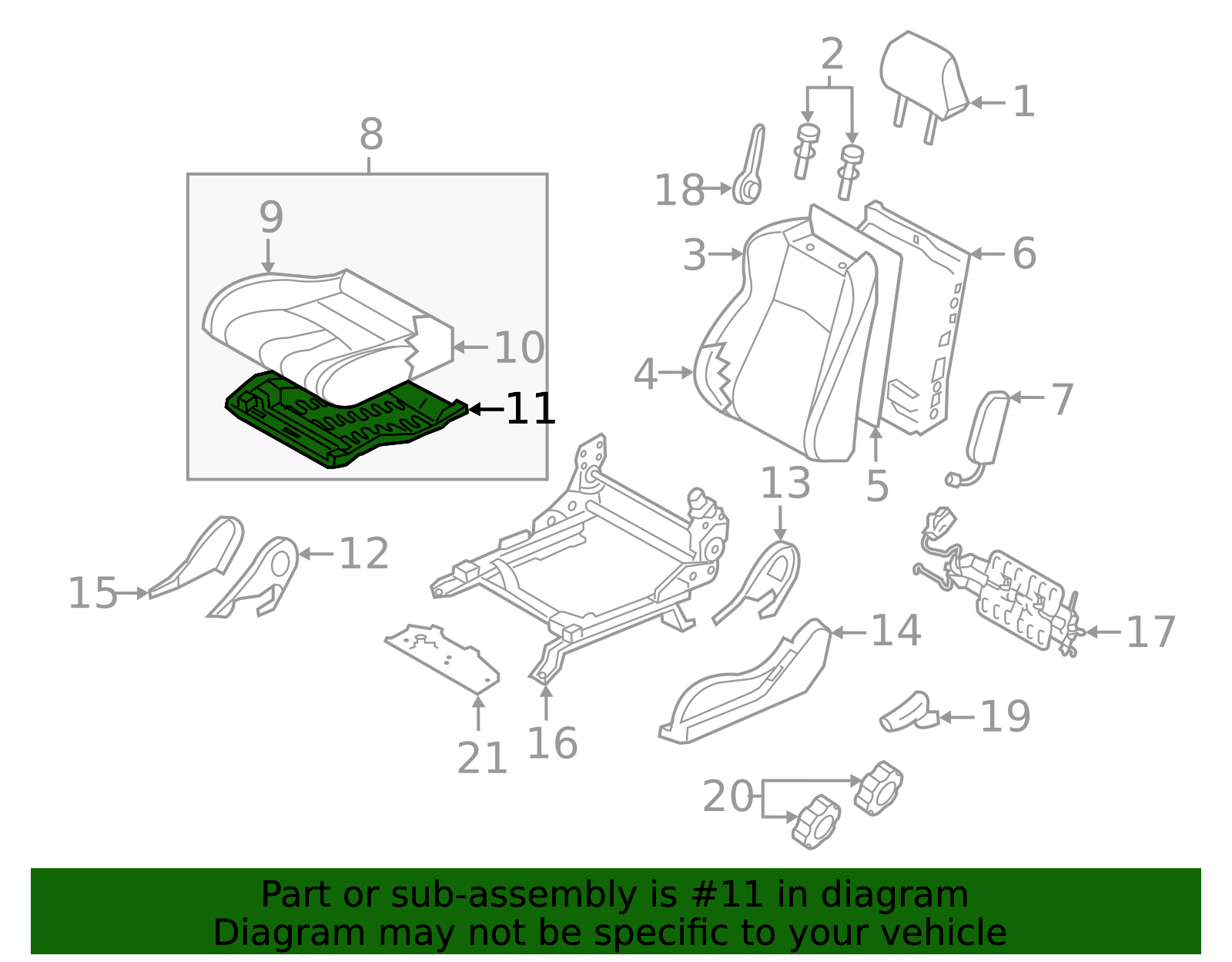 2009-2025 Nissan Seat Frame 87351-1EA2A | Bill Kay Nissan Parts