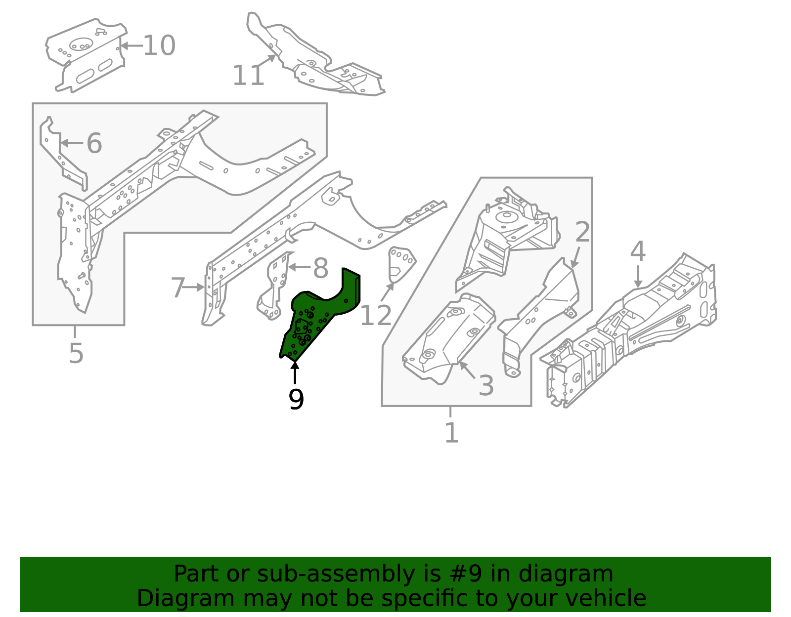 2014-2020 Nissan Rogue Frame Side Member Reinforcement Bracket F4191 ...