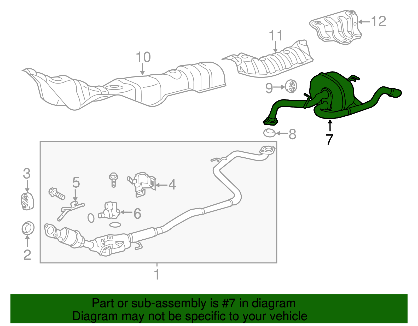 2013-2018 Toyota Prius C Muffler & Pipe 17430-21871 | Toyota Parts Center