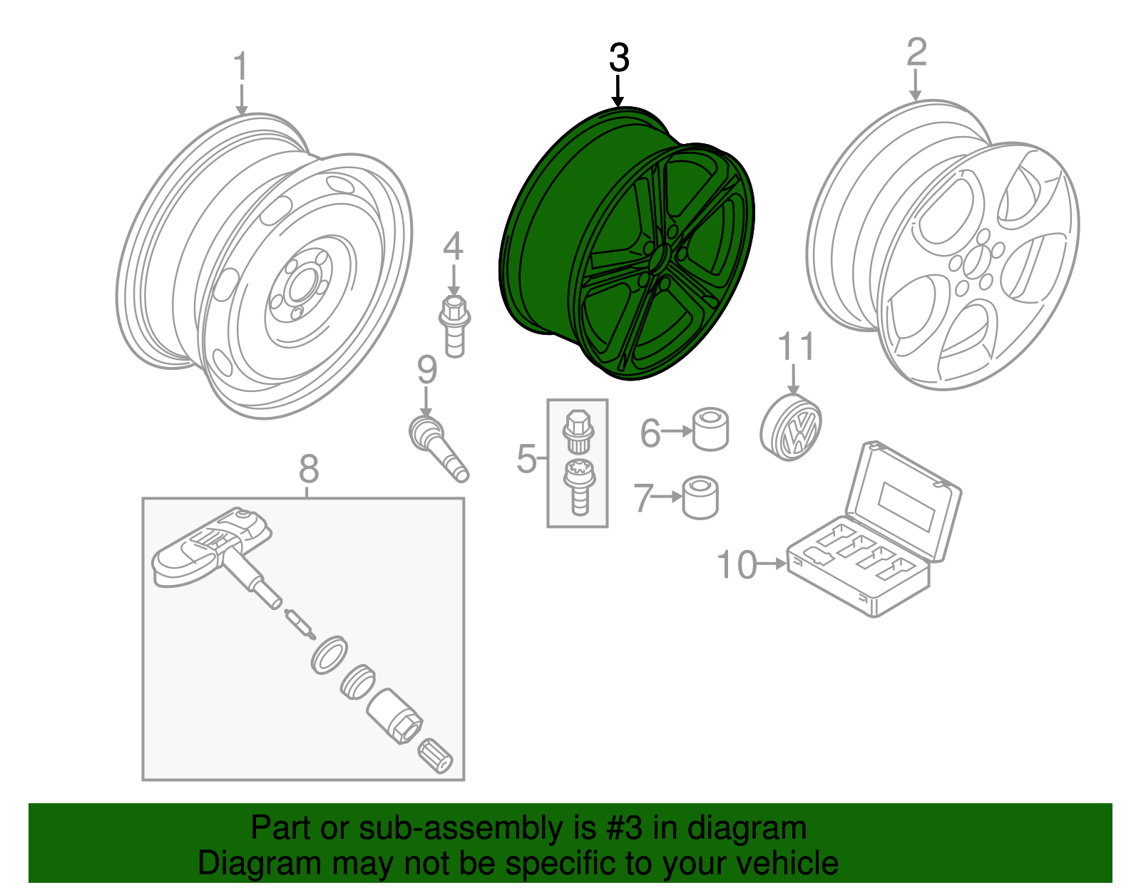 5K0-601-025-AG-Z49 - Wheel, Alloy 2012-2014 Volkswagen | Wolfsburg ...