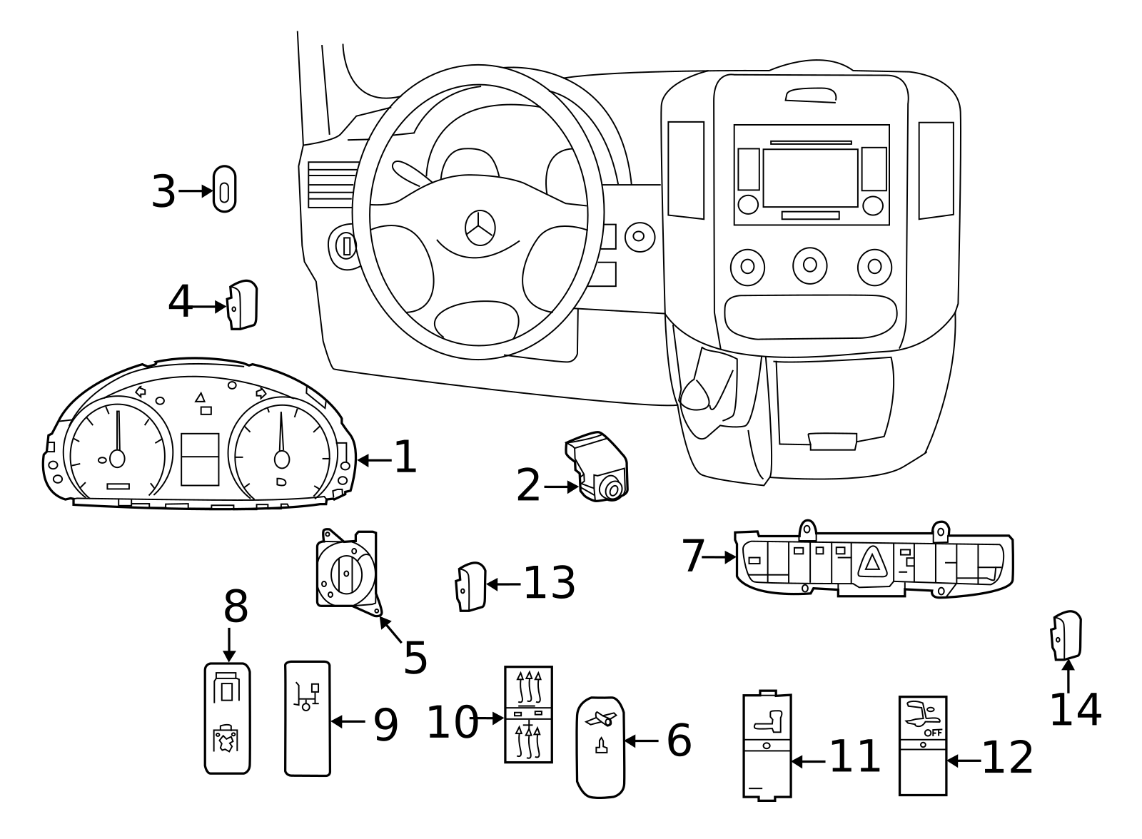 0085458207 - Power Take Off (Pto) Shift Indicator Switch 2014-2018 MB ...
