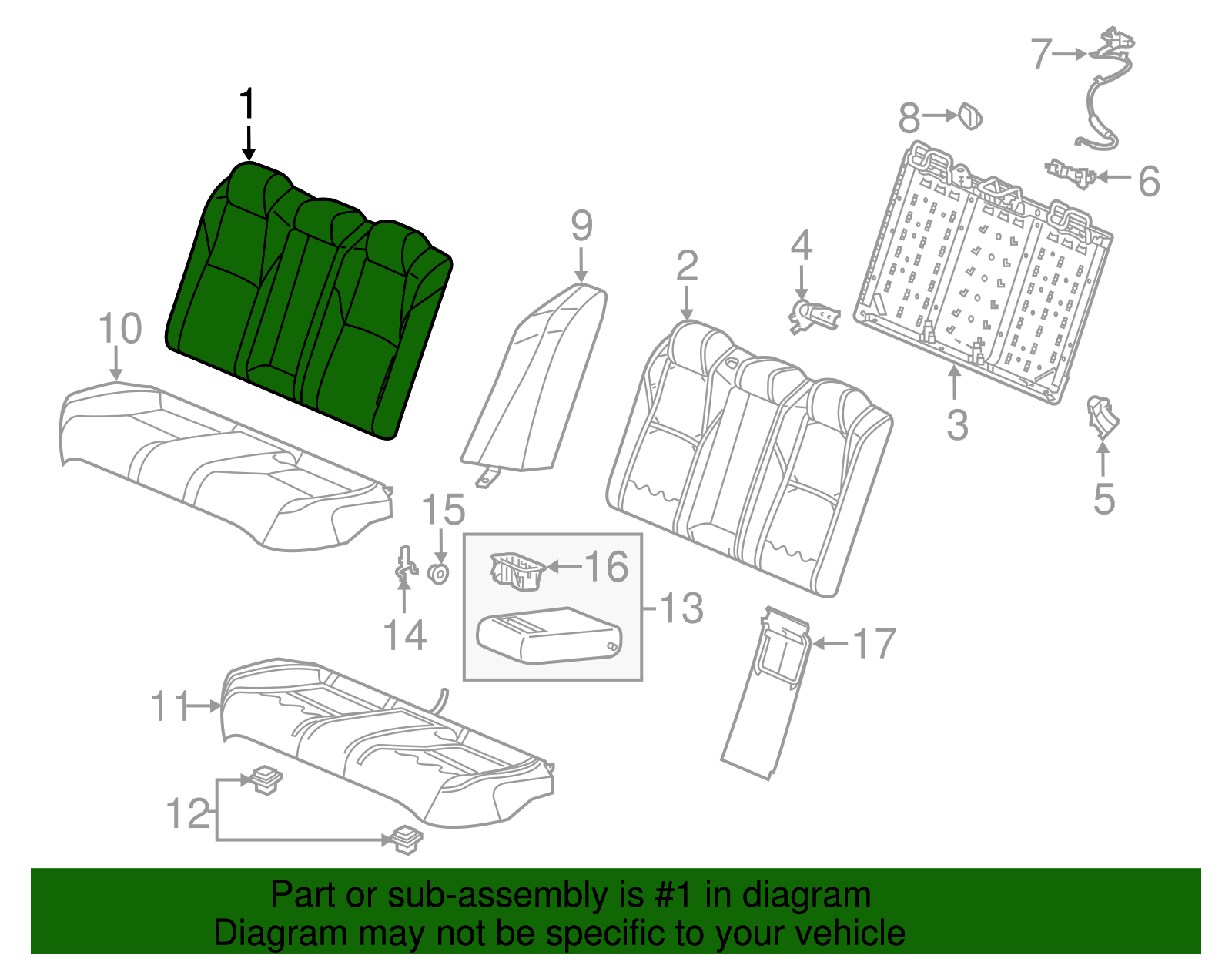 82121-TVC-A01ZB - Cover Rear Seat-Back Trim *NH882L* (Platinum Gray ...