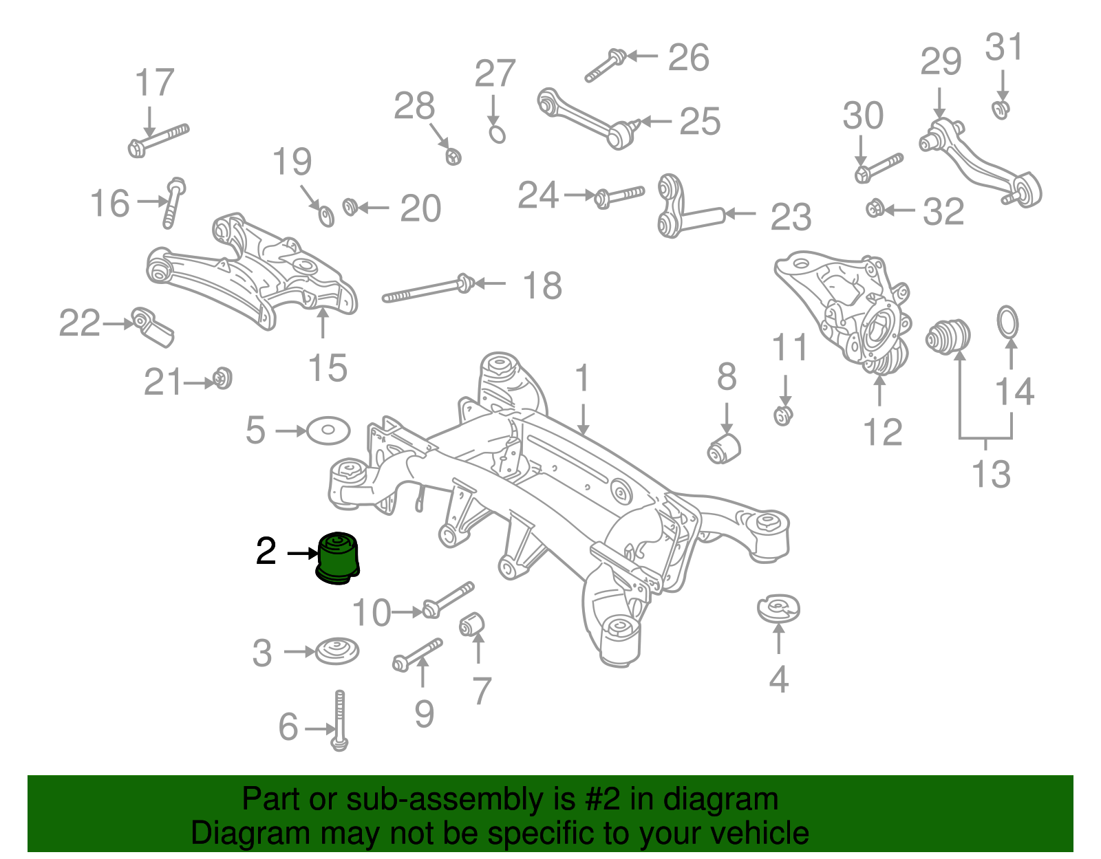 33316770454 - 2000-2006 BMW X5 Suspension Cross-Member Mount Bushing ...