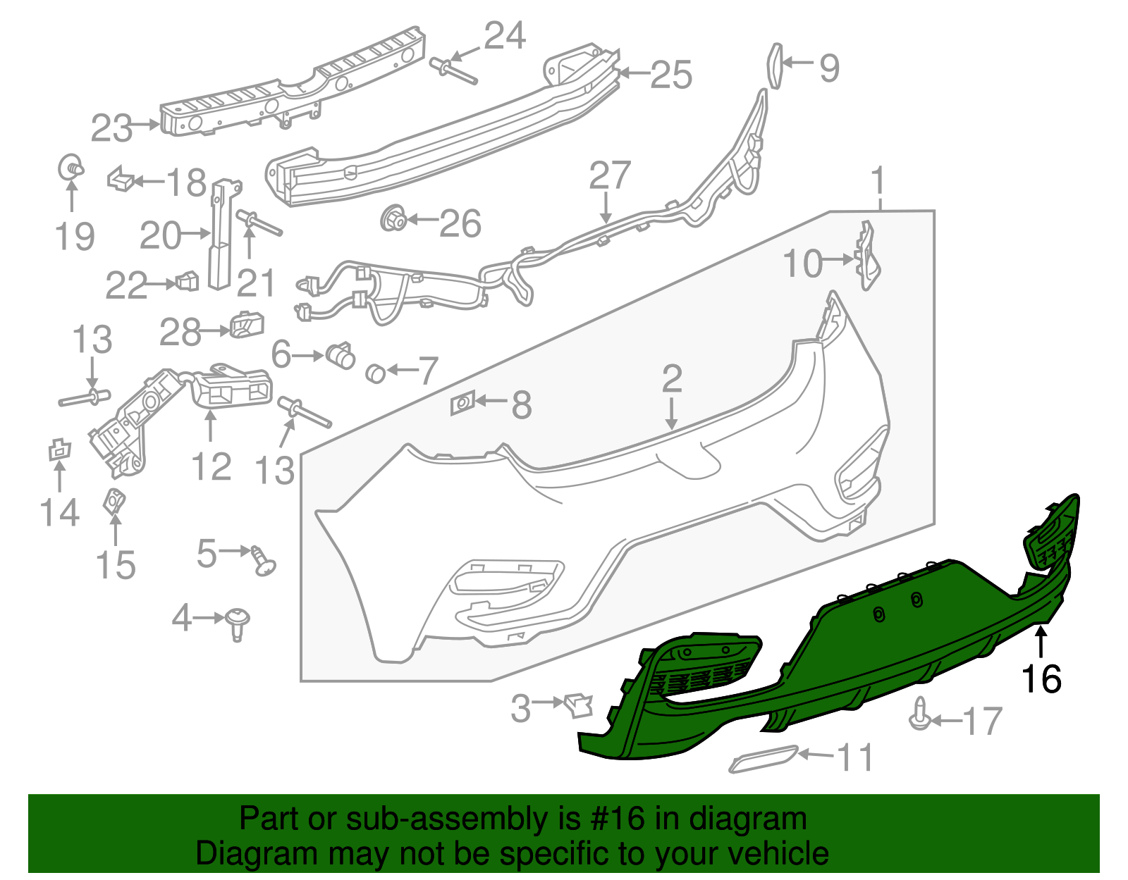 2017-2019 Chevrolet Cruze Anthracite Rear Bumper Valance Panel 39014509 ...