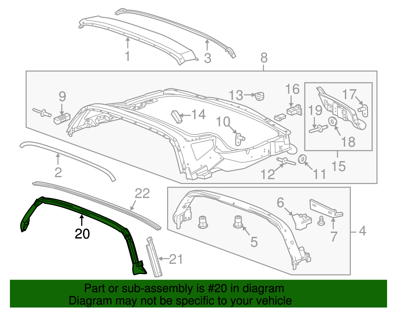 2014-2019 Chevrolet Corvette Roof Lift Off Panel/Window Rear ...