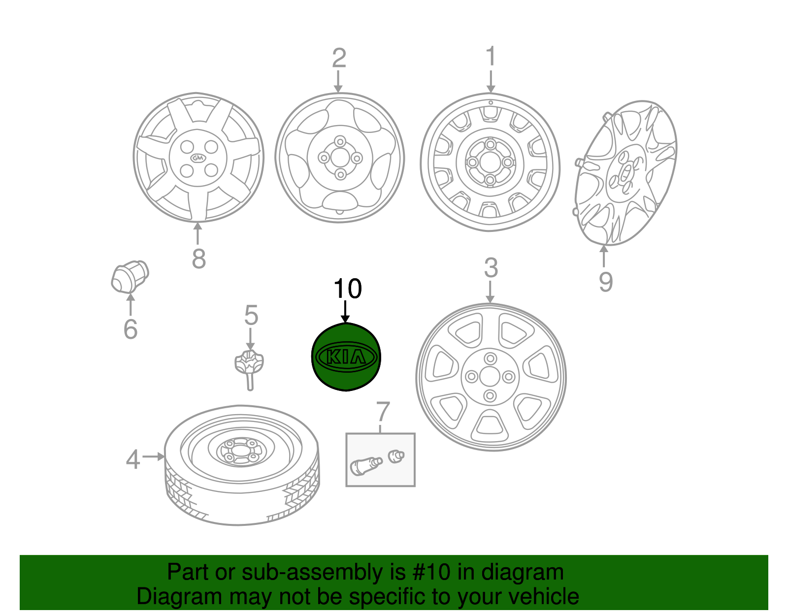 0K2NA-37190 - Center Cap 2003-2004 Kia Spectra | Kia.Parts Store