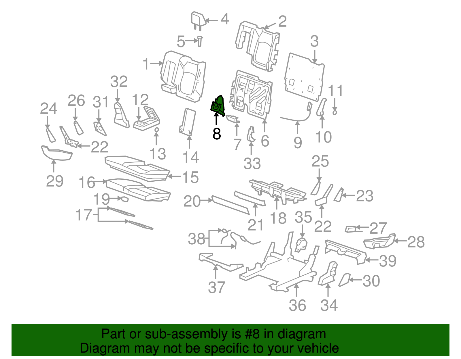 2007-2010 Saturn Outlook Titanium Rear Driver Side Seat Back Stowage ...