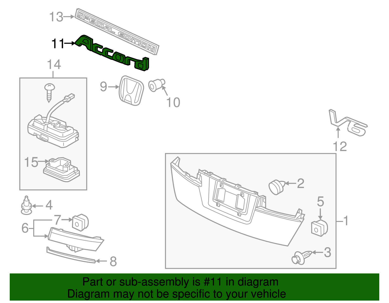 75701-TA0-000 - Deck Lid Emblem 2008-2022 Honda | Honda Parts Online