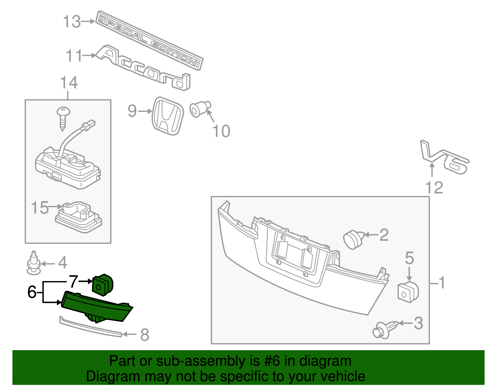 OEM 2011-2012 Honda Accord Reflector Panel 75520-TA5-A01 | Honda Automotive Parts