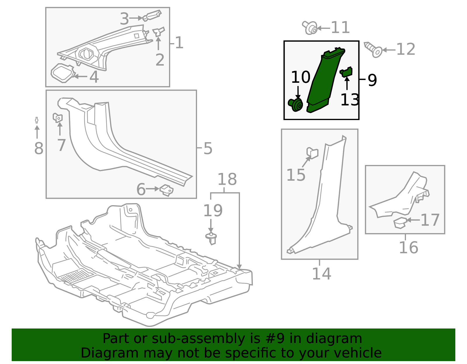 42550464 - Light Ash Gray Passenger Side Center Pillar Upper Trim Panel ...
