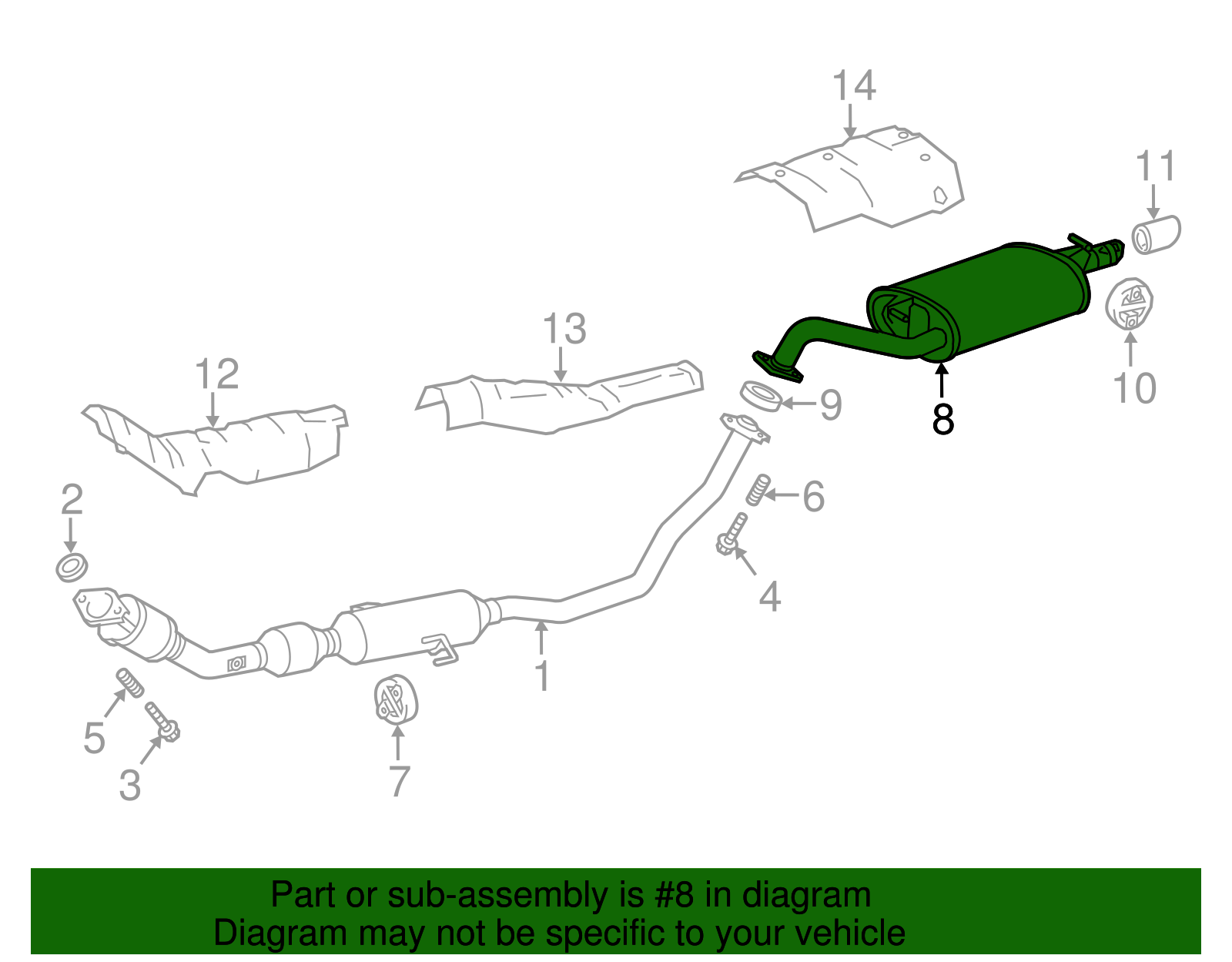 Genuine Toyota Muffler & Pipe part# 17430-0T251 for 2014-2019 Toyota ...