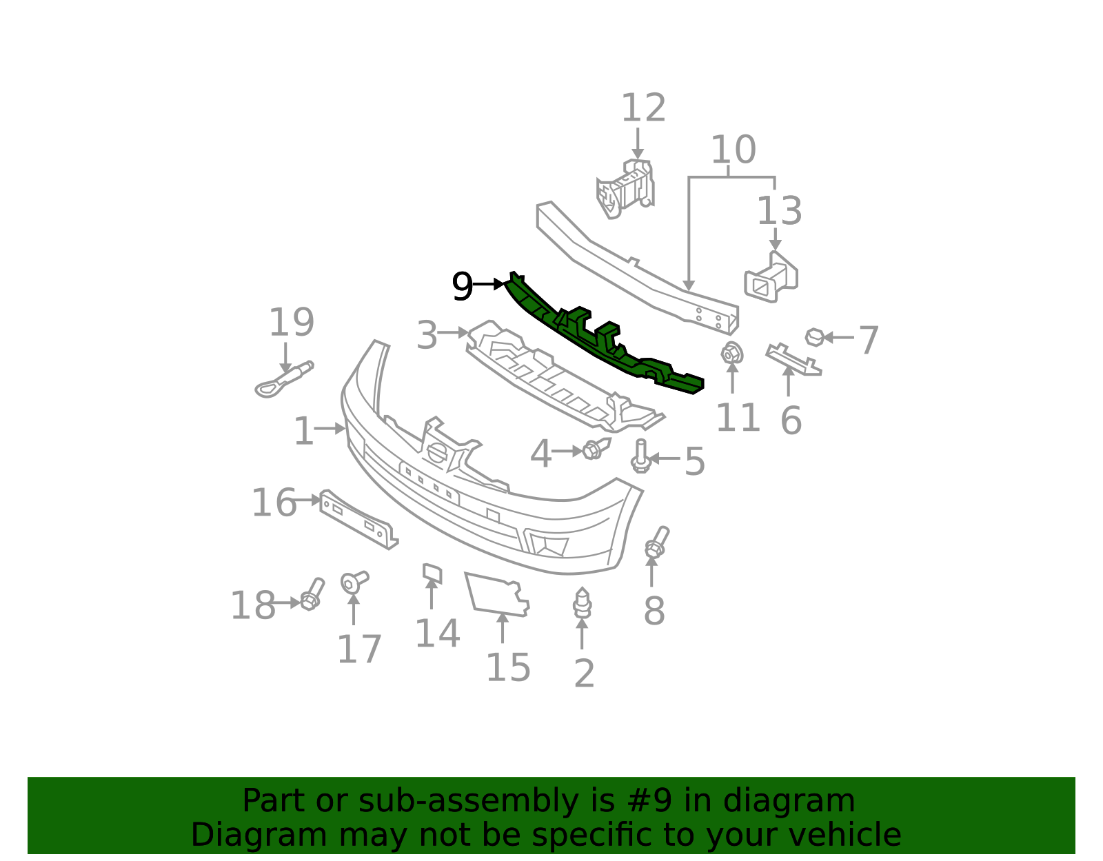 2007-2012 Nissan Versa Bumper Impact Absorber 62090-EM30A | TascaParts.com