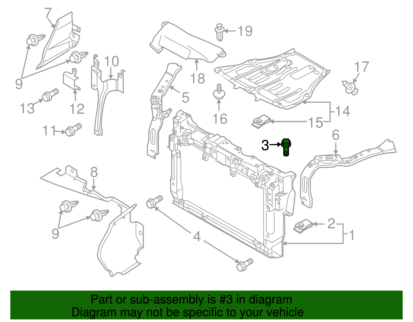 2007-2009 Mazda CX-7 Radiator Support Upper Bolt 9YA1-10-802A ...
