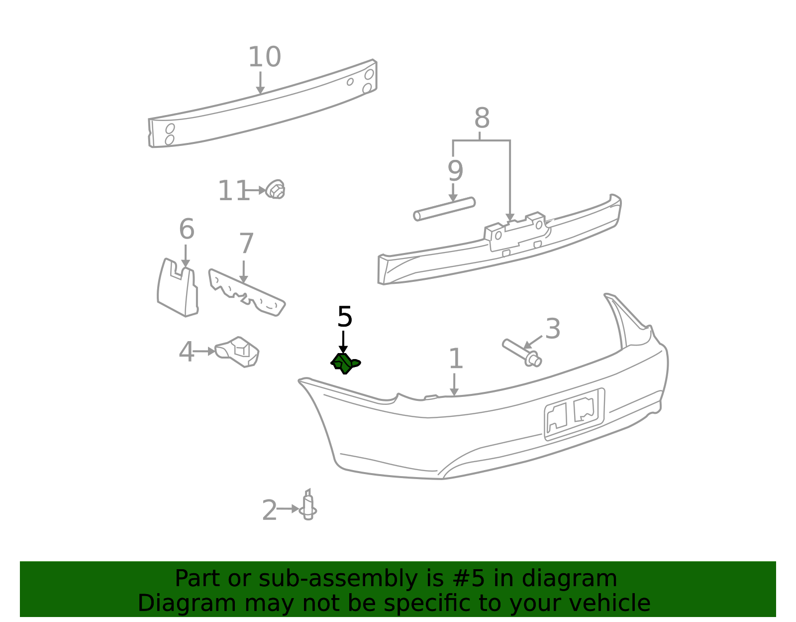 2004-2008 Toyota Solara Bumper Cover Support Rail 52155-AA010 | Toyota ...