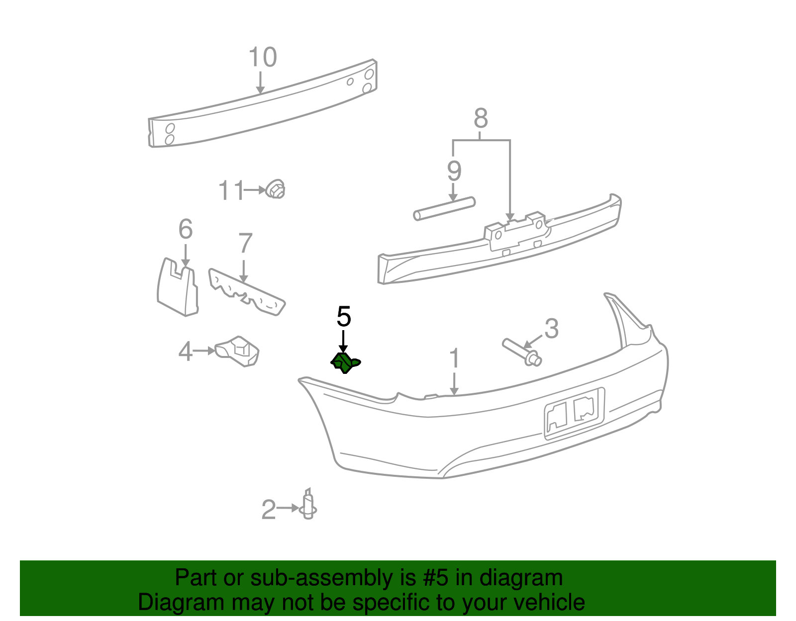 2004-2008 Toyota Solara Bumper Cover Support 52155-AA010 | Toyota Parts ...
