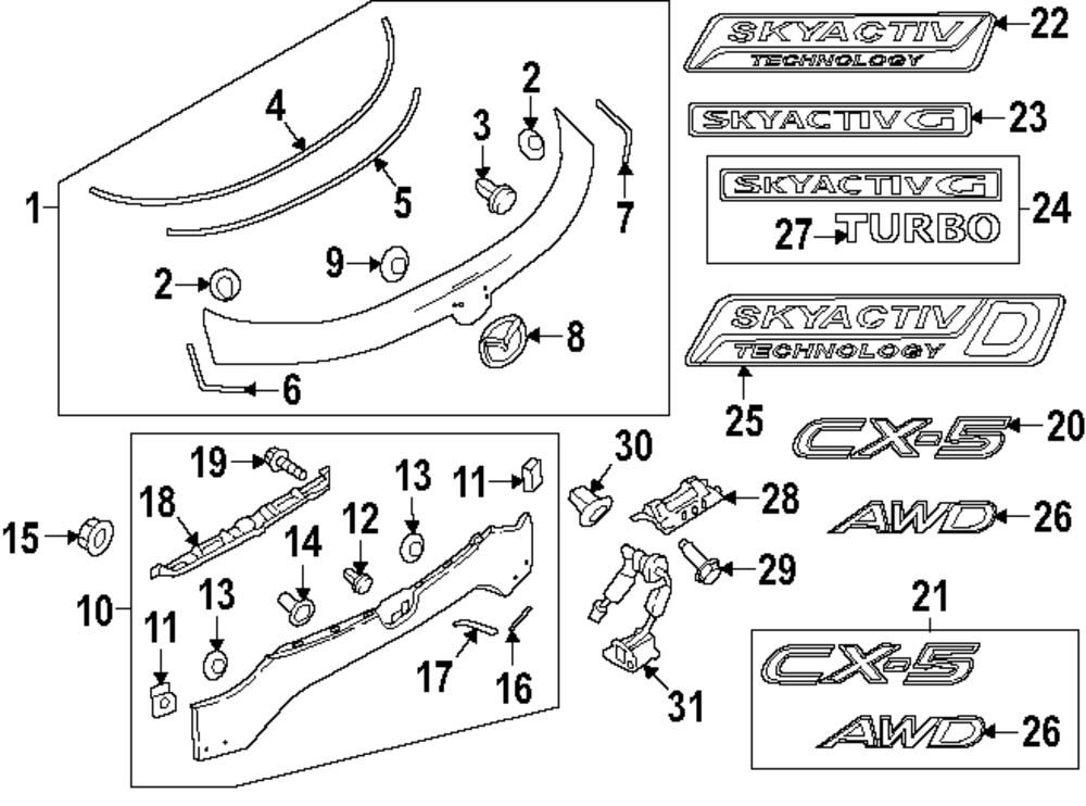 KB7W-50-810P-51 - Upper Molding 2017-2025 Mazda CX-5 | Mazda Parts Connect