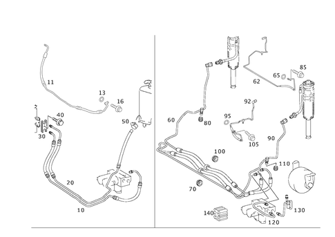 Line Arrangement of Hydraulic System for 2005 Mercedes-Benz SL500 ...
