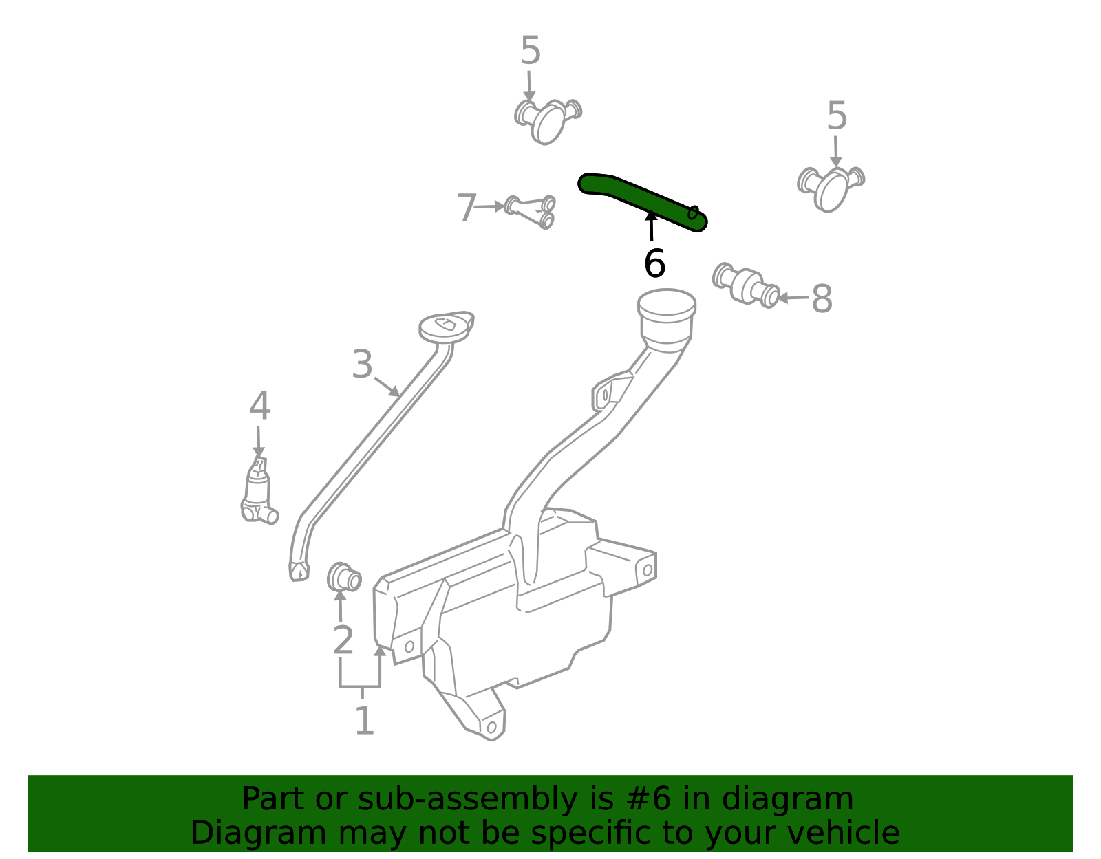 95003-07008-70M - Lift-Gate Washer Hose 1995-2007 Honda | Honda Parts ...