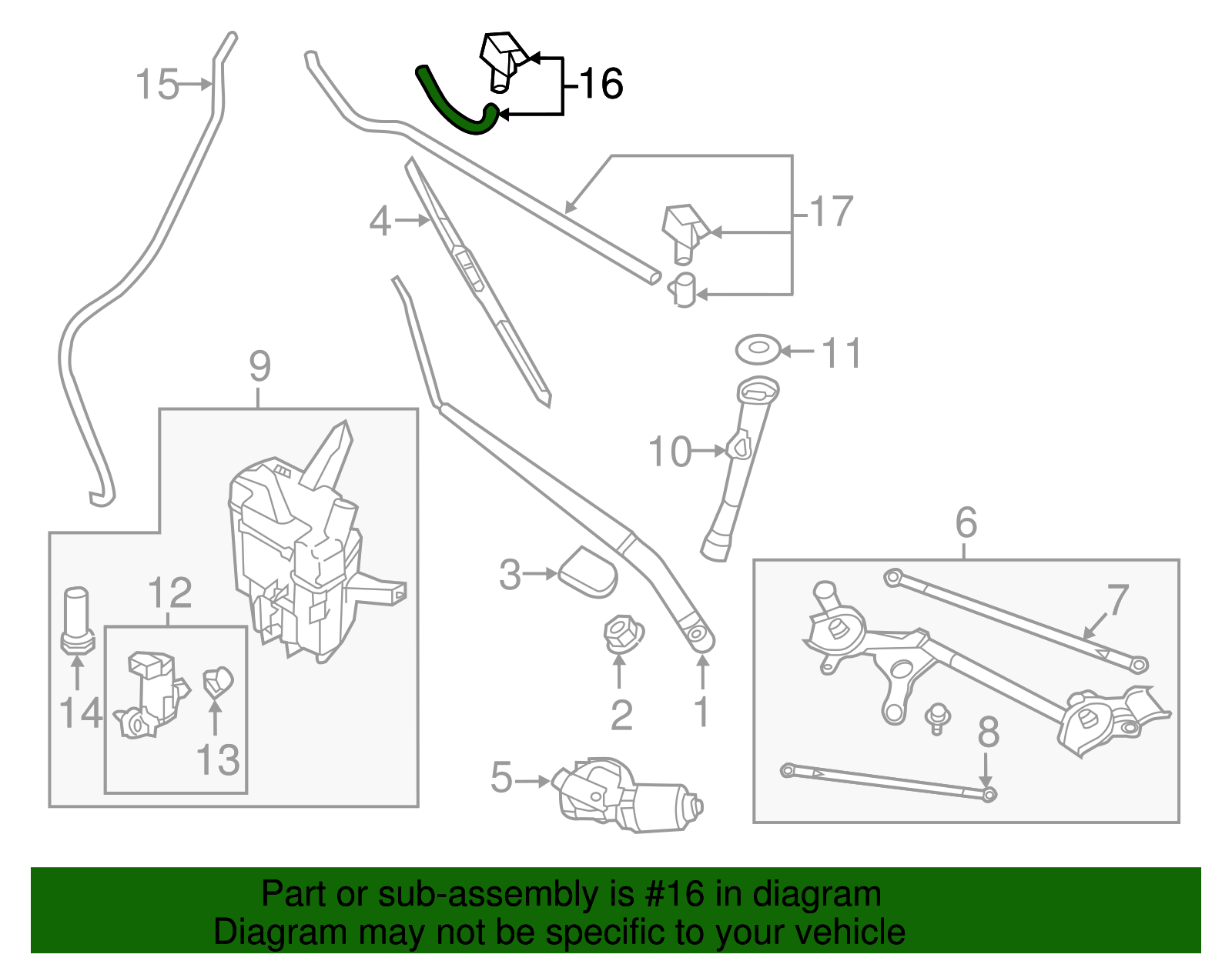2015-2017 Nissan Quest Washer Nozzle 28932-1JA1B | Nissan Parts OEM