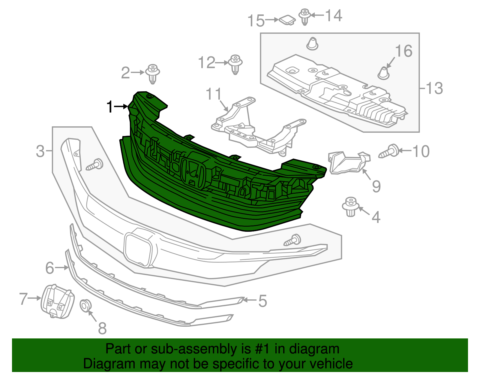 71121-T2F-A51 - Grille 2016-2017 Honda Accord | Honda Parts Online