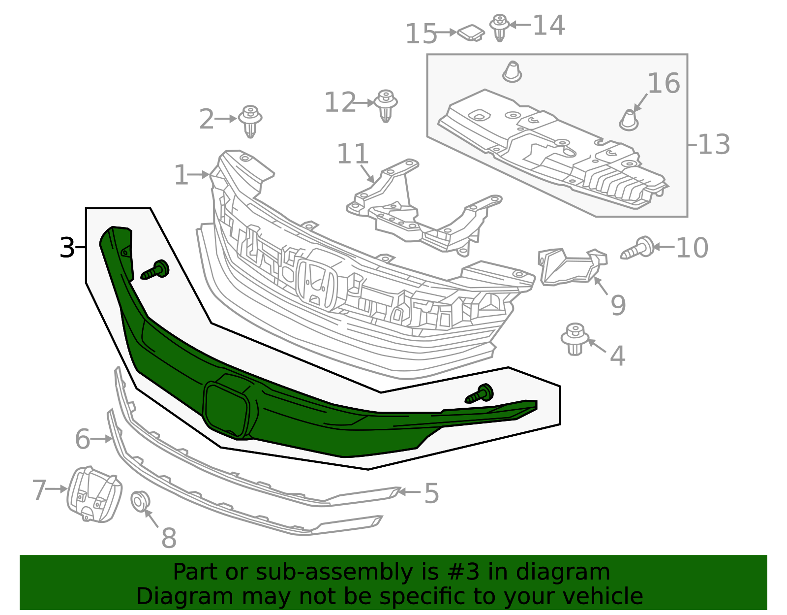 71180-T2F-A51 - 2016-2017 Honda Accord - Molding Assembly Front Grille ...