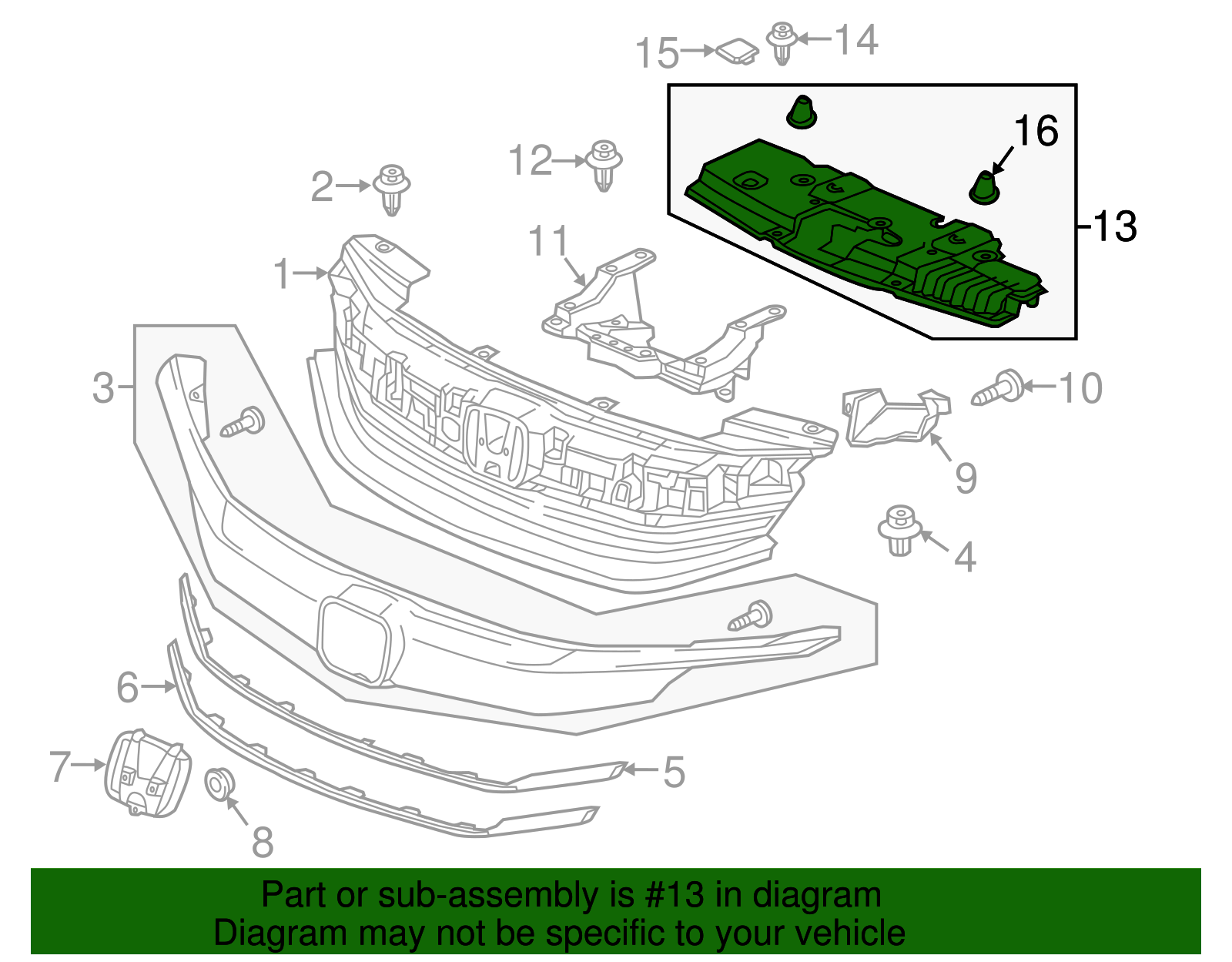 71106-T2F-A50 - 2016-2017 Honda Accord - Duct Front Bumper Air (Upper ...