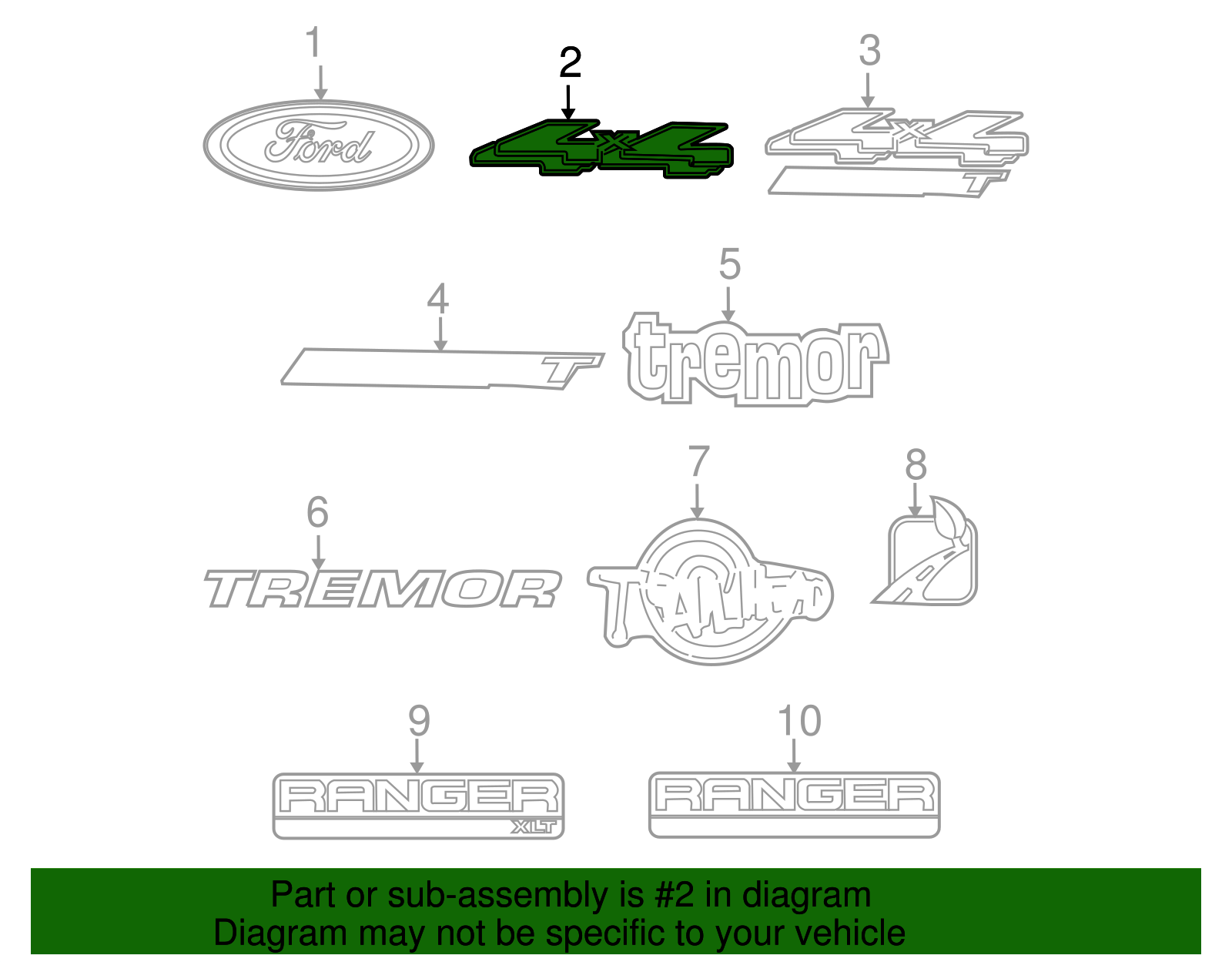 2000-2005 Ford Ranger Tailgate Emblem YL5Z-9942528-AAA | Awesome Parts Ford