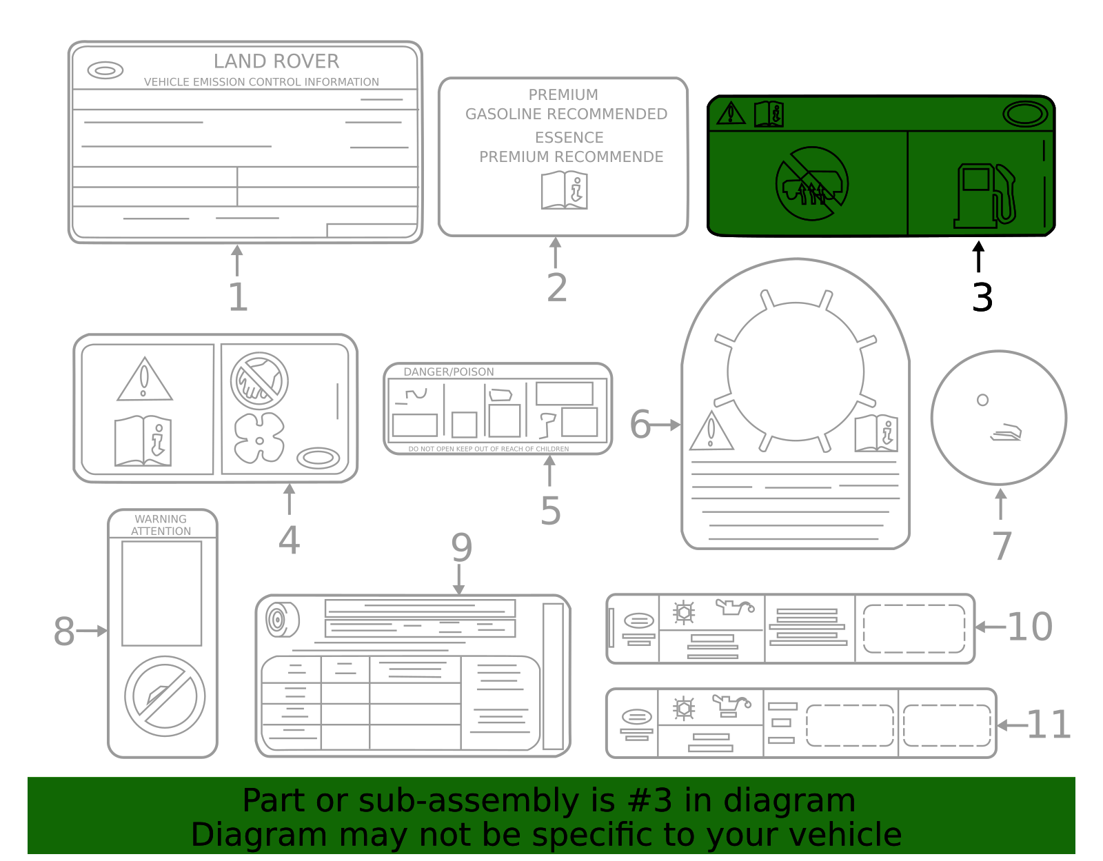 2012-2023 Land Rover Fuel Label LR058610 | OEM Parts Online