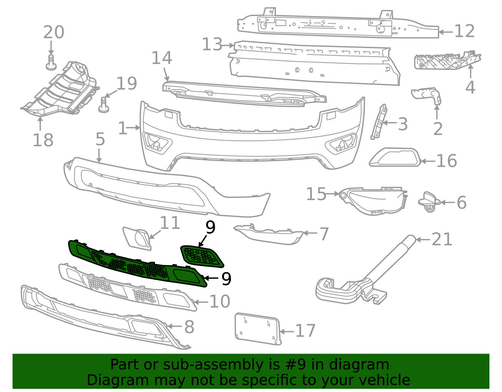 68310778AB - Lower Grille - 2017-2020 Jeep Grand Cherokee ...