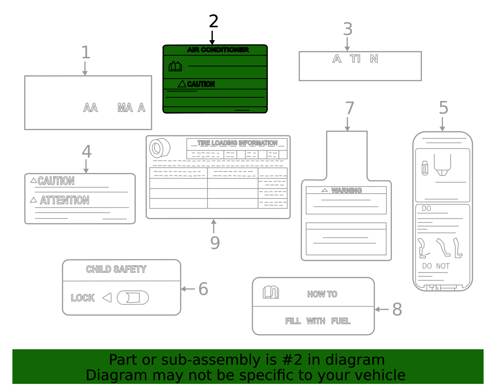 2021-2025 Nissan Rogue AC Label 27090-E955C | Hoffman Nissan Parts